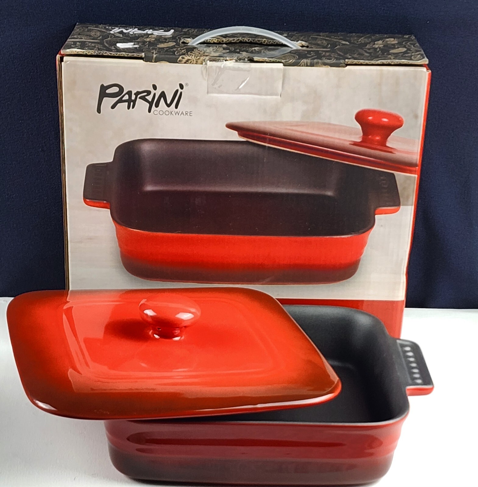 Parini Red Square Baker Non-Stick Ceramic Bakeware Dish NEW IN PACKAGE ...
