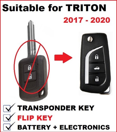 Transponder Remote car key flip suitable for Mitsubishi Triton MQ 2017 ...