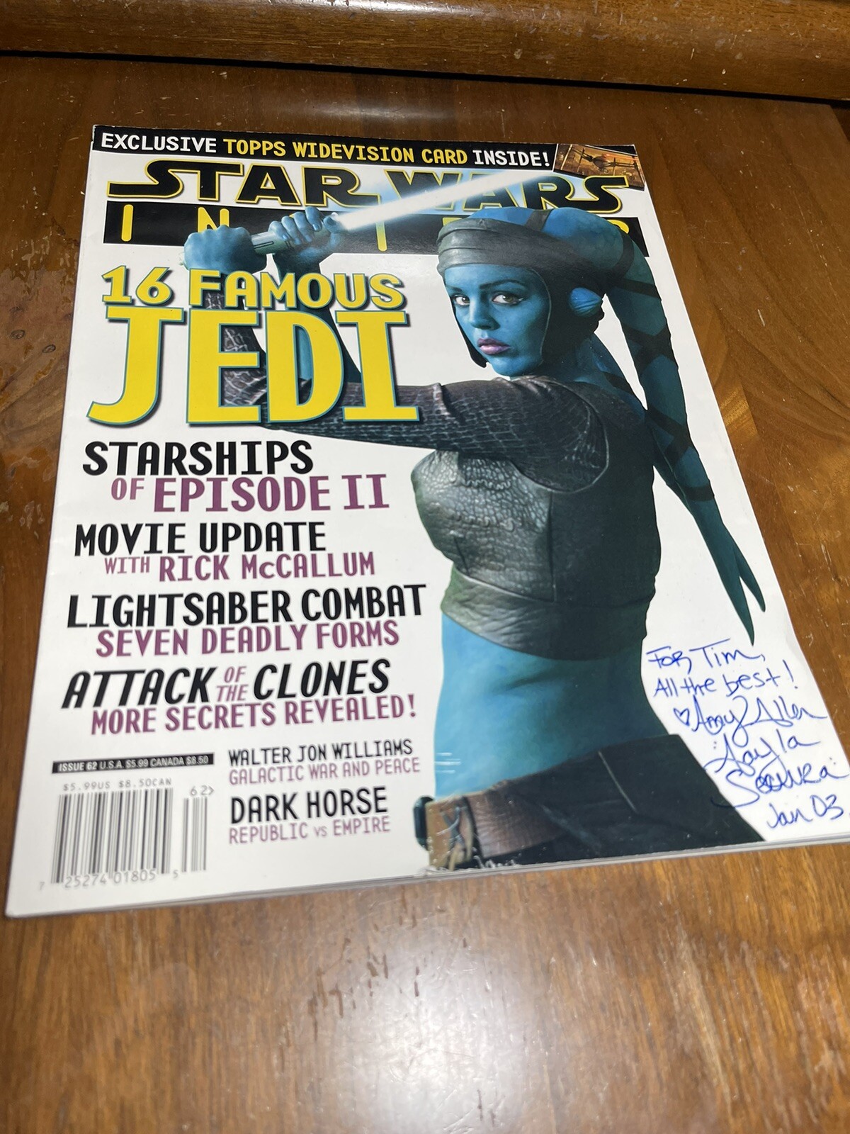 Jedi Aayla Secura Amy Allen signed Star Wars Insider magazine 62 Oct ...