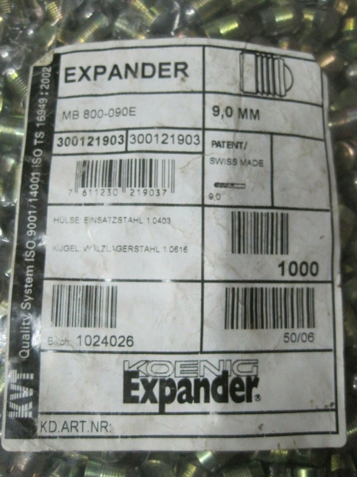 Koenig Expander 9mm MB Sealing Plugs x 1000 pcs model MB 800-080E | eBay