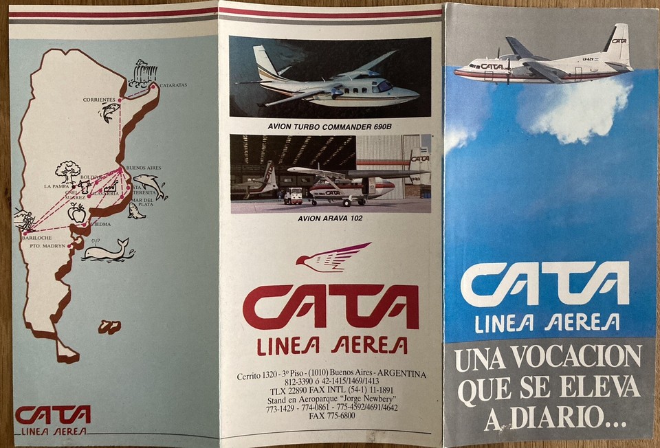 1980s CATA LINEA AEREA of Argentina PROFILE BROCHURE F27 STEWARDESS ...