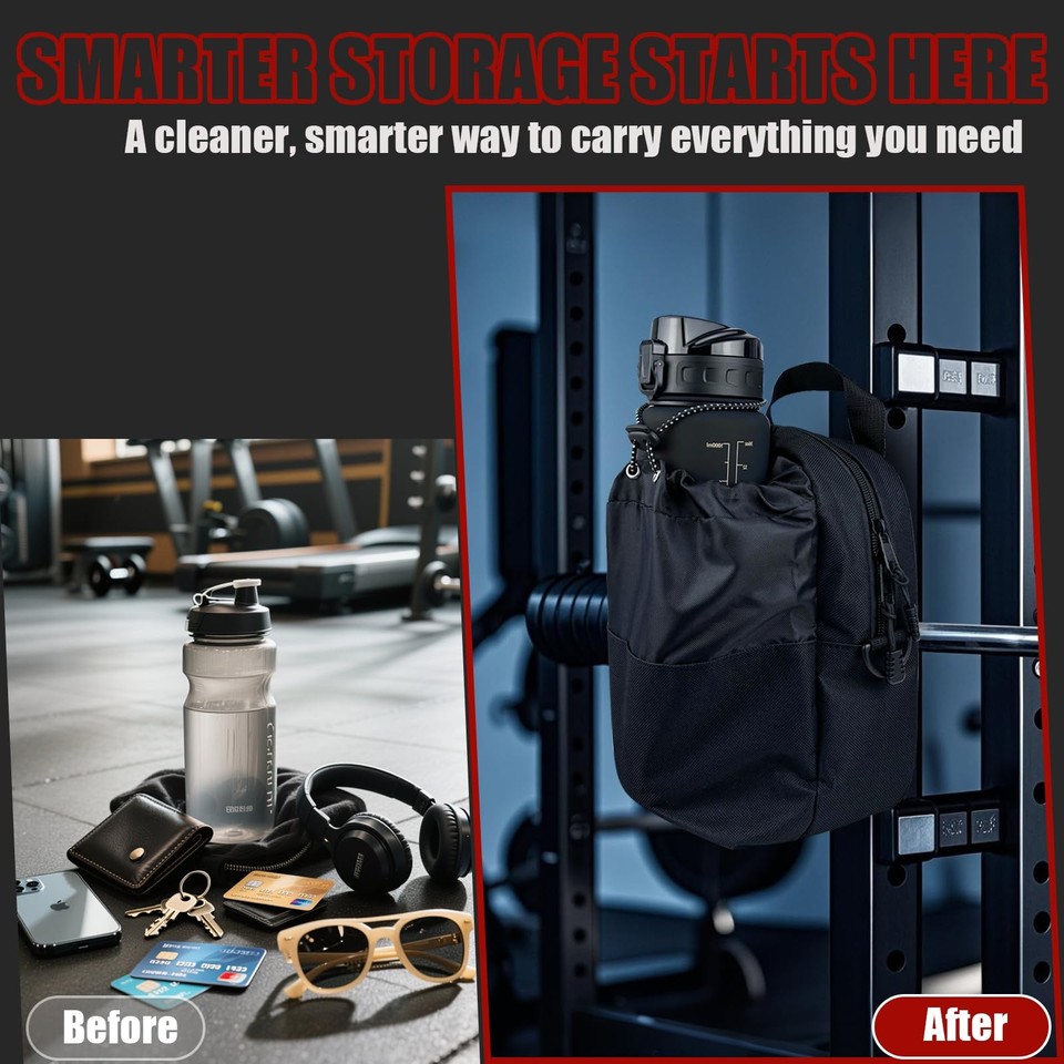 Magnetic Gym Bag | Magnetic Water Bottle Holder 64oz | 4 Built-in ...
