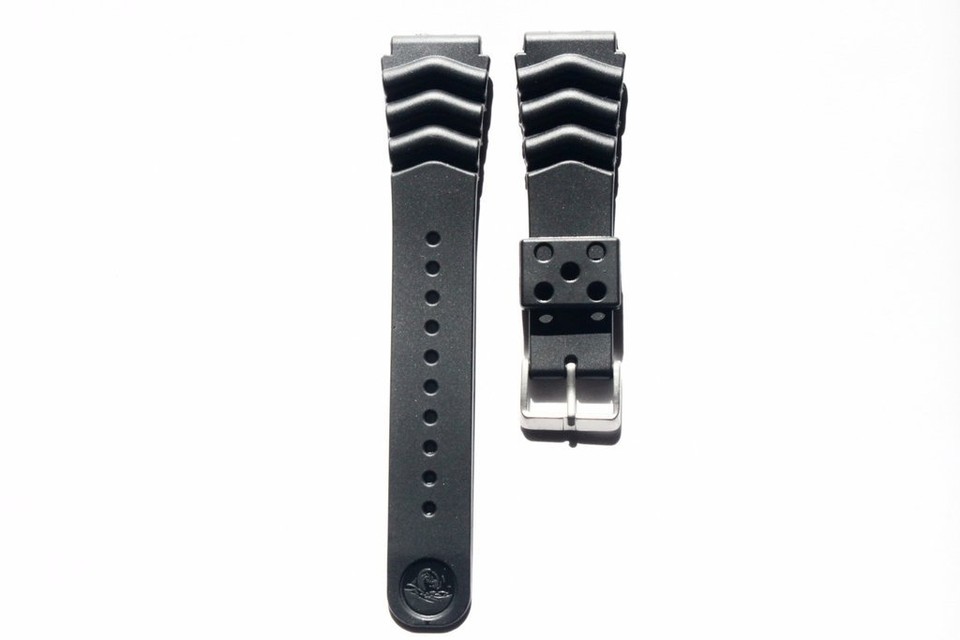 20mm 22mm Replacement Black Band Strap Rubber Wave Vent For SEIKO DIVER ...