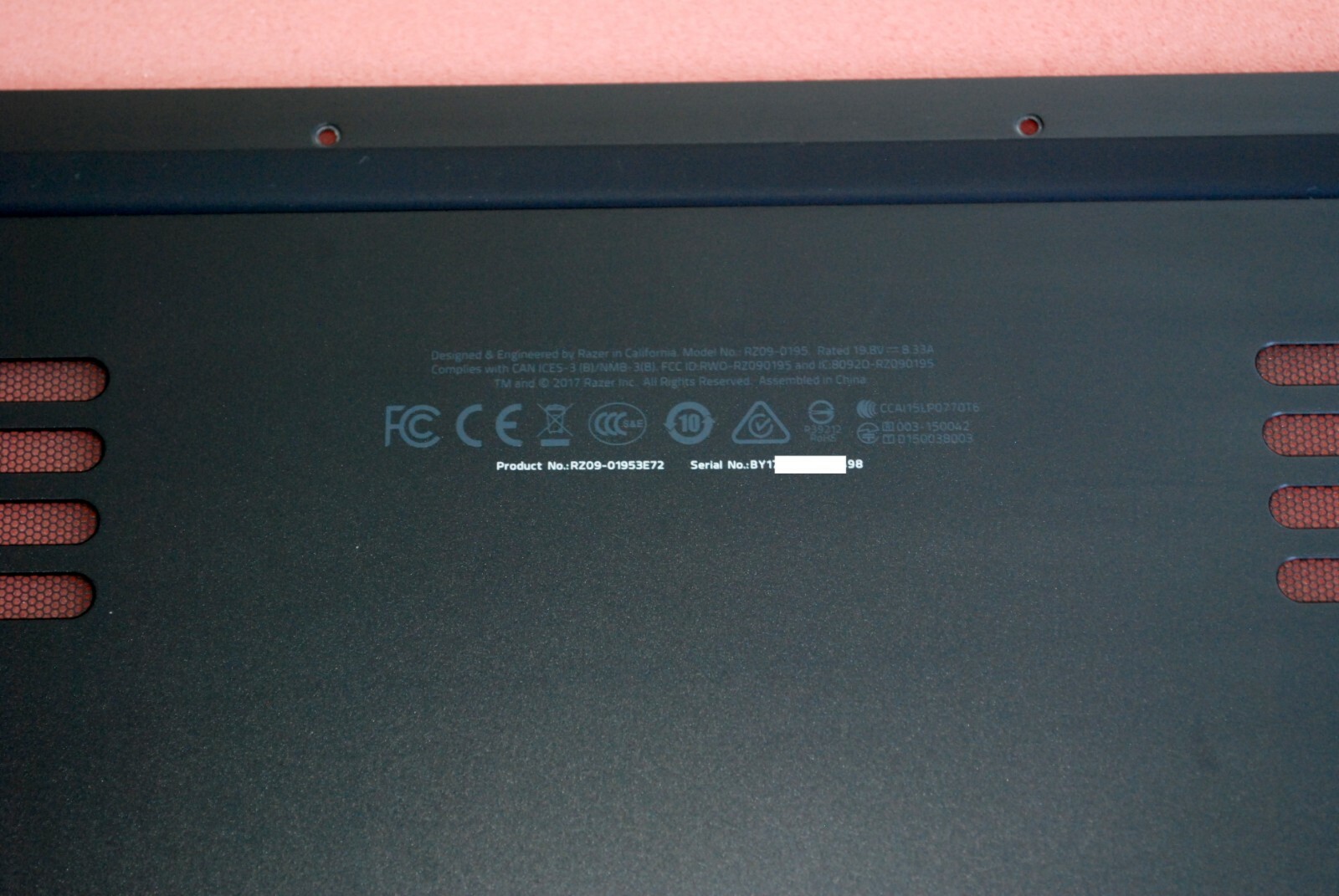 Razer Blade 14" Gaming Laptop RZ09-0195 Aluminum Bottom Case Cover ...