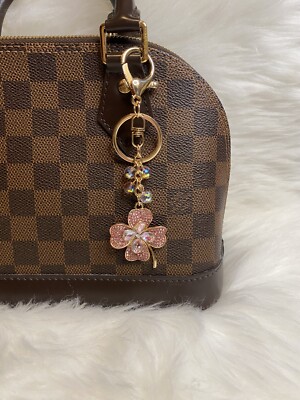 Lucky Clover Key Chain Ring Keychain Four Leaf Cloverleaf Bag Charm Pink New | eBay