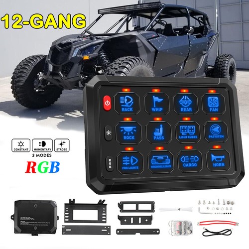 12 Gang Switch Panel Lights Control for Can-Am Polaris RZR UTV ATV ...