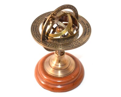 6" Brass Armillary Sphere Globe Clock Spherical Astrolabe Vintage ...
