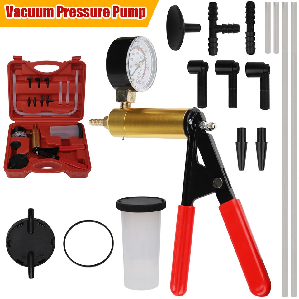 Hand Held Vacuum Pressure Pump Tester Kit Brake Fluid Bleeder Bleeding ...