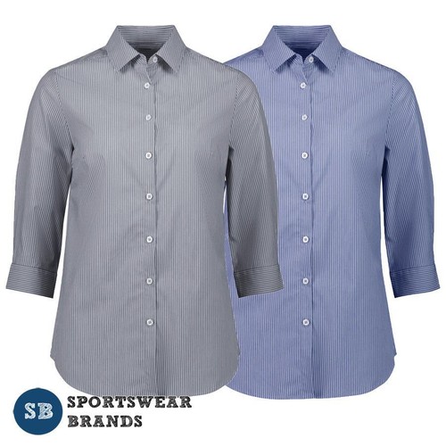 Womens Conran 3/4 Sleeve Shirt Ladies Work Business Top Stretch Striped ...
