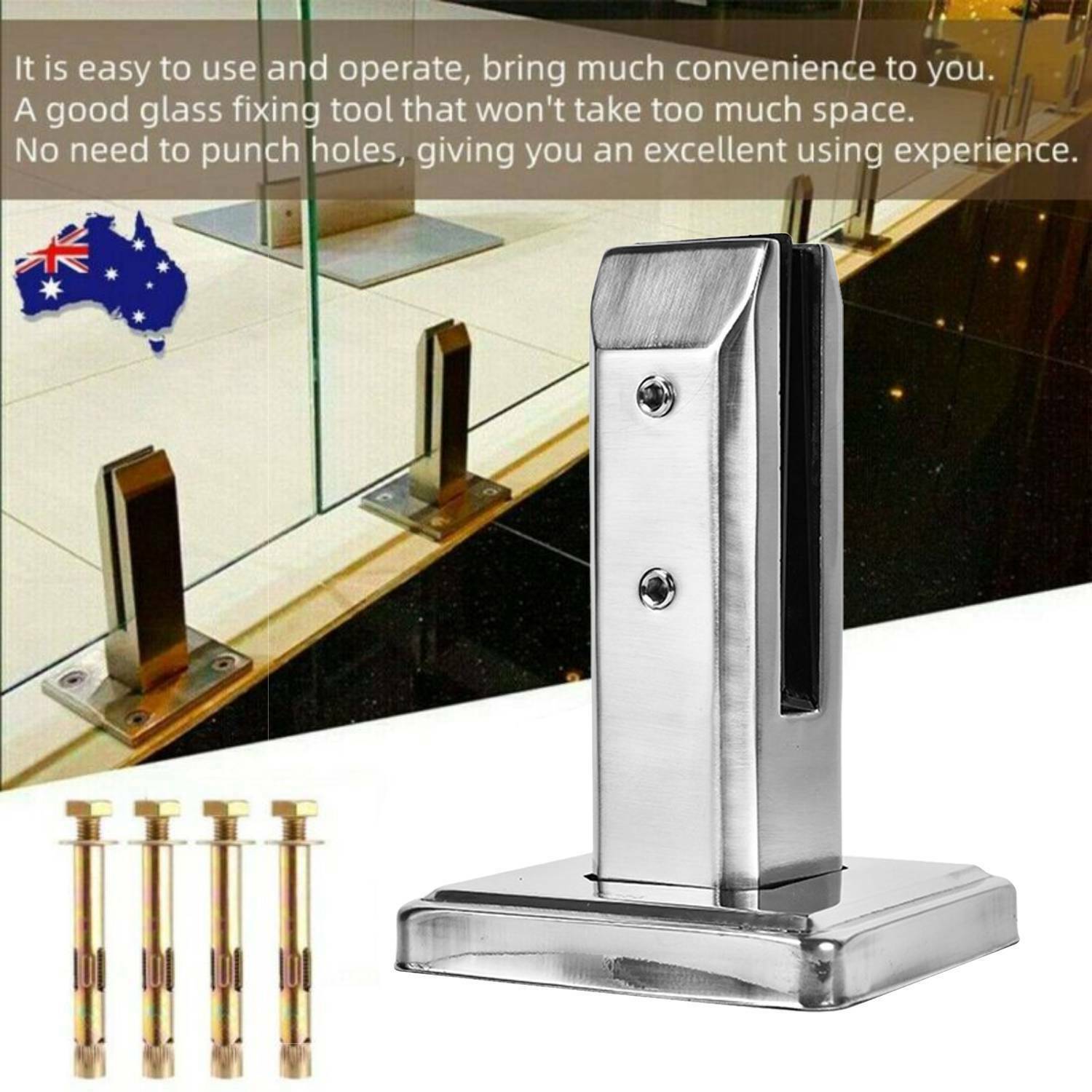 UP 12X Stainless Steel Spigot Glass Fence Clamp Pool Fencing Balustrade ...