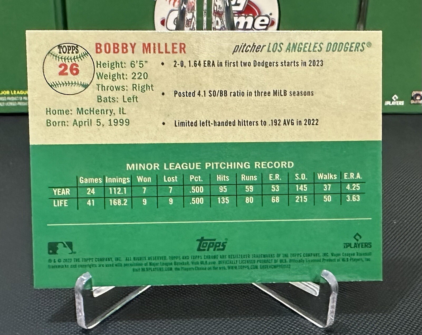 2023 Topps Chrome Platinum Bobby Miller ROOKIE BLUE PRISM Refractor ...