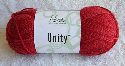 1 Skein Fibra Natura "Unity" Red DK Weight Wool Cotton Linen Rayon Mix ...