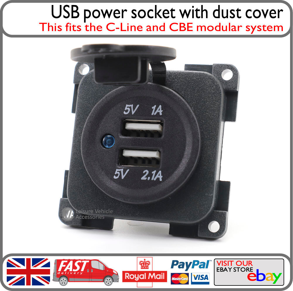 CBE Double USB Socket Module Charger Motorhome Campervan Boat Fits C ...