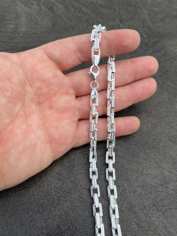 925 Sterling Silver 7.5mm Triangle Rolo Hermes Link Chain Necklace Or ...