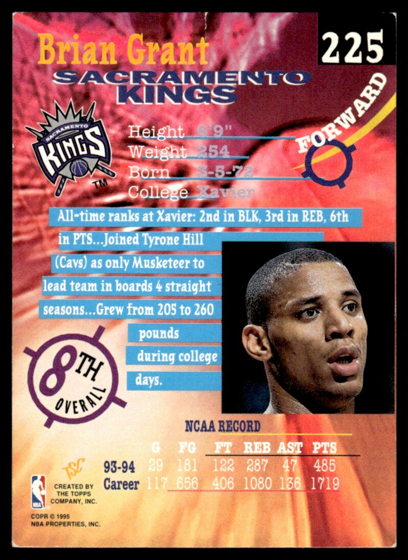 1994-95 Stadium Club #225 Brian Grant Rookie Sacramento Kings | eBay