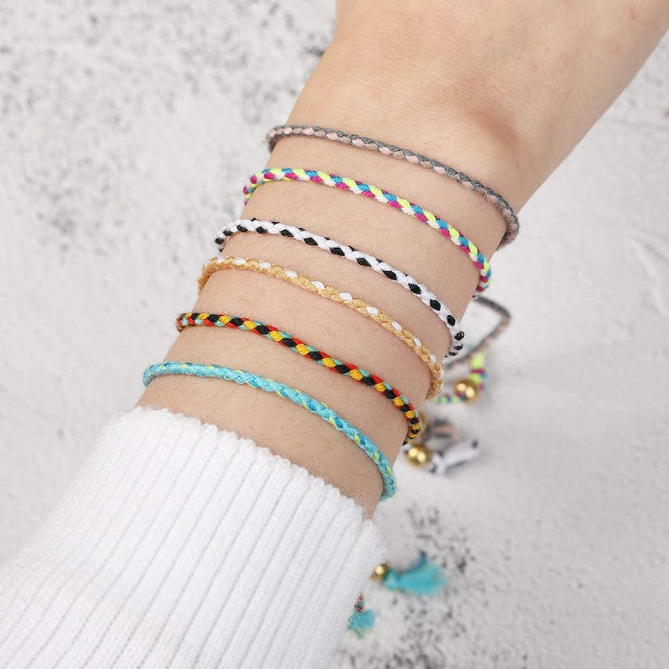 10Pcs Handmade Wrap Friendship Braided Bracelet for Women Colorful ...