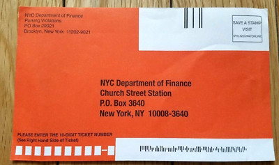 NYC Parking Ticket Envelope • New York City Traffic Summons/Violation ...