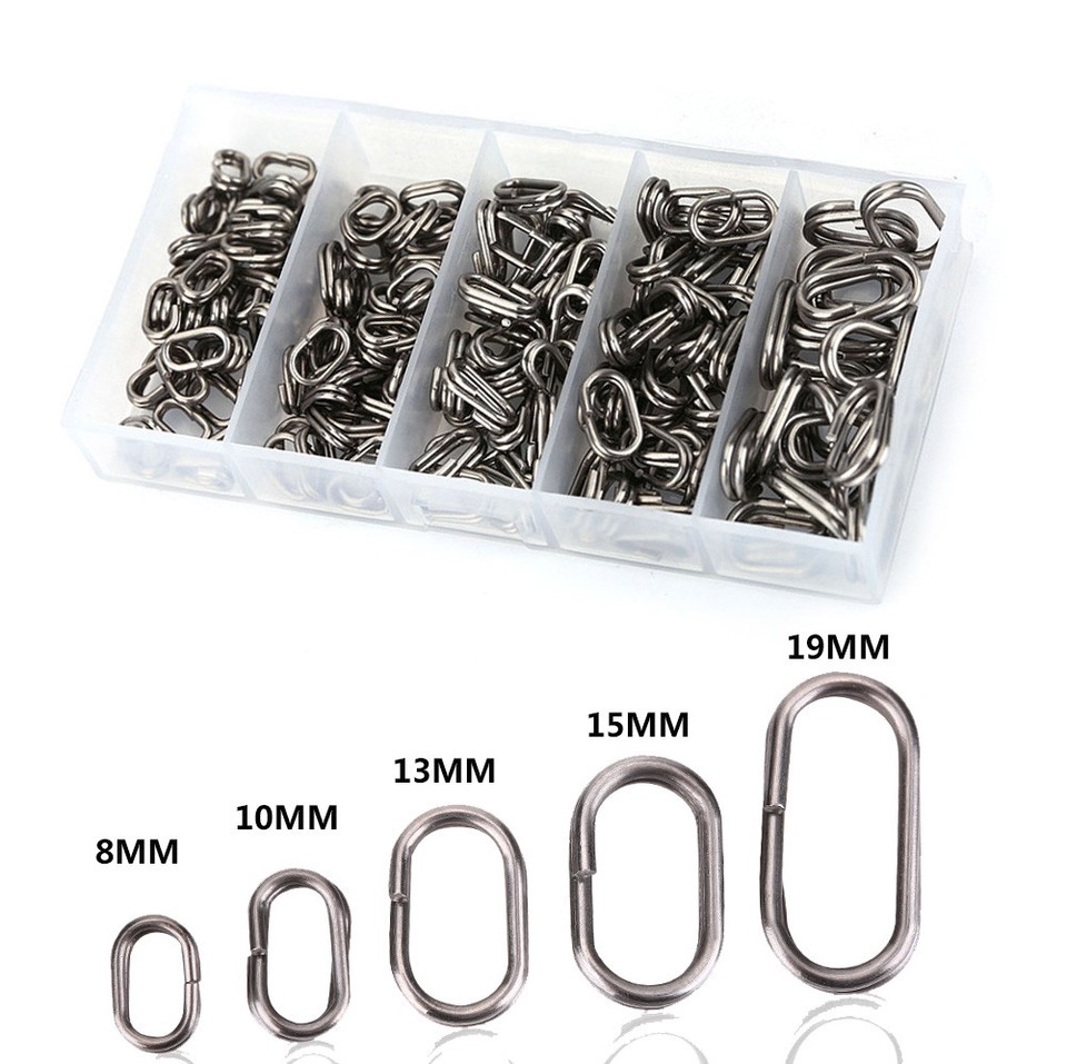 100Pcs/Set Stainless Steel Oval Split Rings Snap Fishing Tackle ...