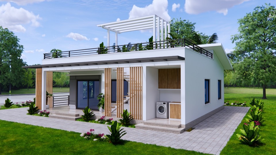 33x33 Feet Small House Plan 10x10 Meter 3 Bed 2 Bath Terrace PDF & A4 ...