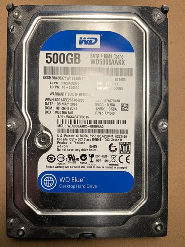 2x Western Digital Blue 500GB WD5000AAKX 7200RPM 3.5“ (2 x 500GB = 1TB ...