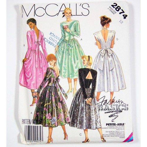 McCall's Pattern 2874 Misses Evening Party Dress Petite-Able Sz 12 CUT ...