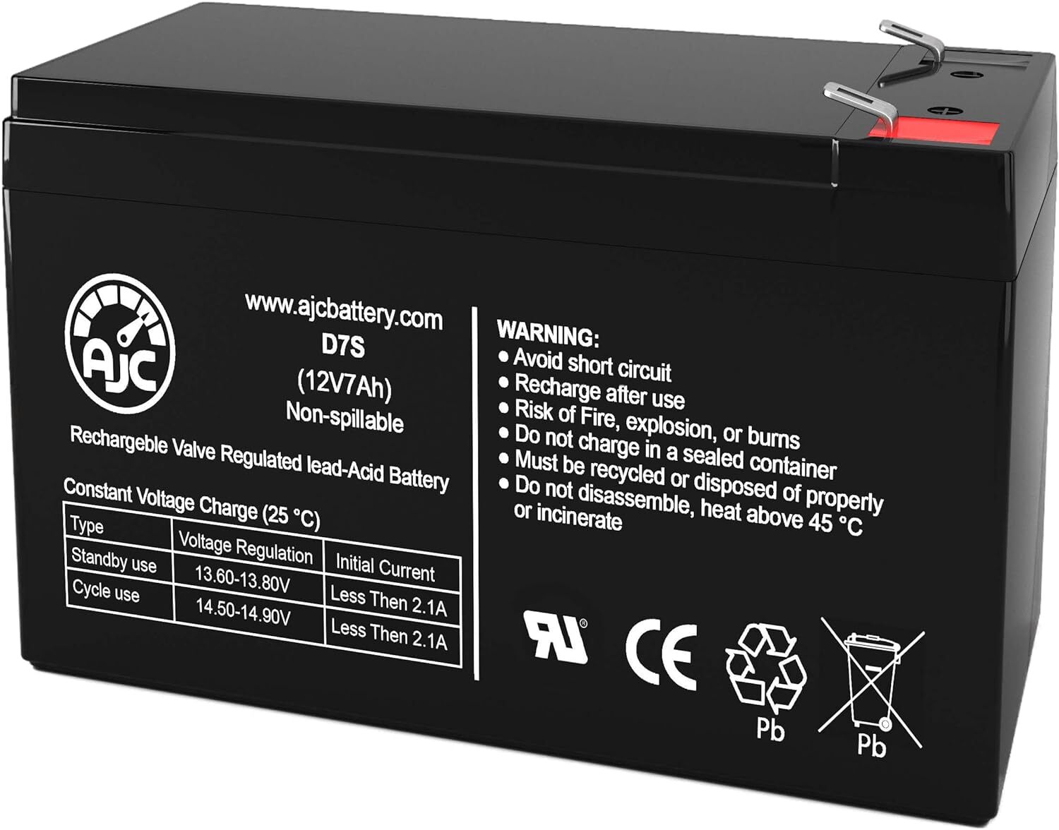 AJC Battery Compatible with Coopower CPH12-7.5 12V 7Ah Sealed Lead Acid ...