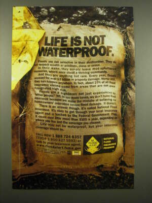 2000 National Flood Insurance Program Ad - Life is not waterproof | eBay
