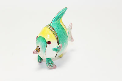 Angelfish Metal Pill Box Bejeweled Hinged w/ Magnet Clas Trinket Box 2 ...