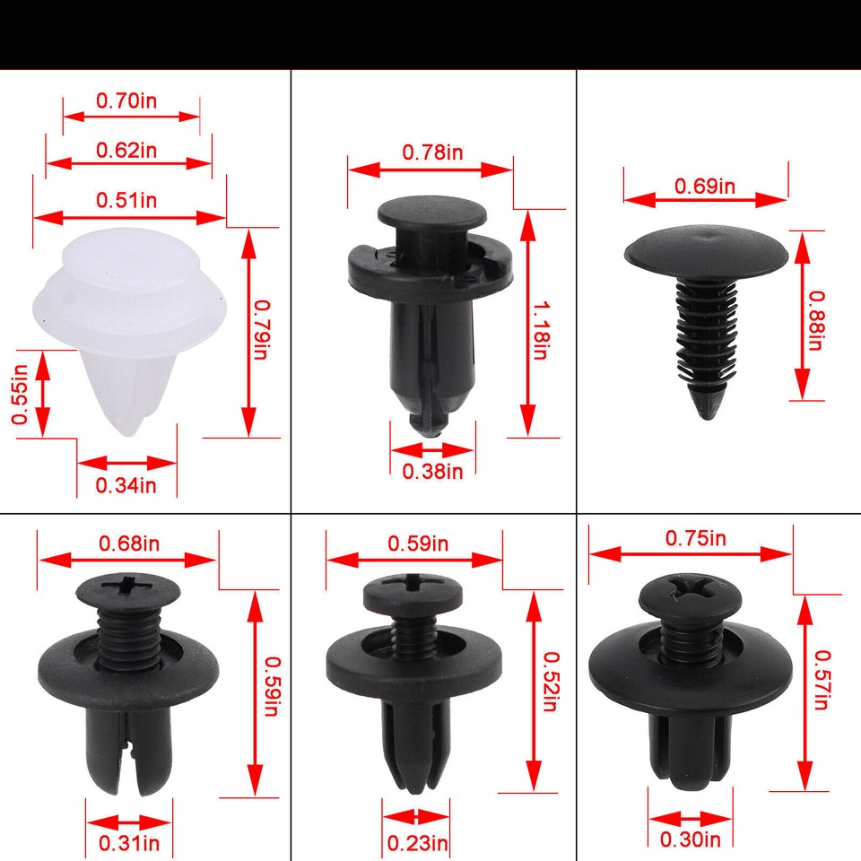 For 100PCS Retainer Clips Body Bumper Rivet Trim Molding Push Pin Clips ...