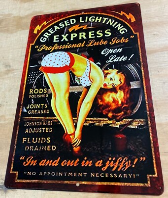 Greased Lightning Garage Aluminum Metal Sign 12"x18" | eBay