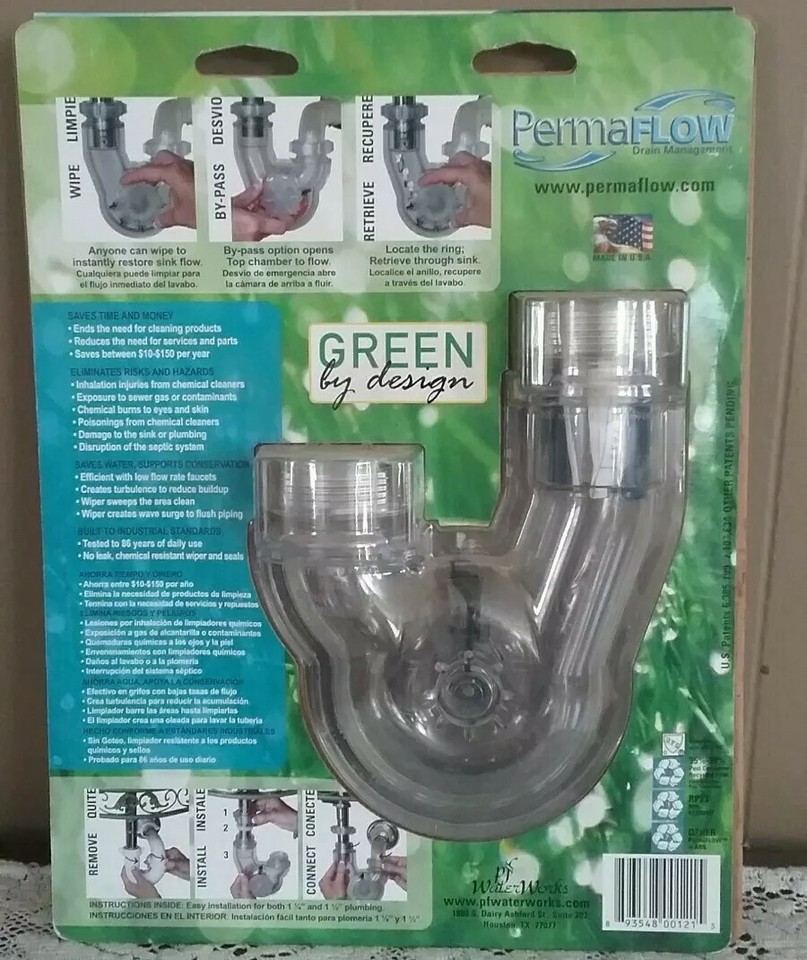 Perma Flow 1.5" P-Trap Plastic Drain Cleaners Kitchen Bathroom Sink NOS ...