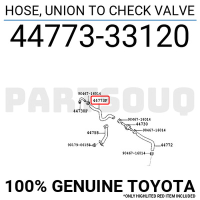 4477333120 Genuine Toyota HOSE, UNION TO CHECK VALVE 44773-33120 | eBay