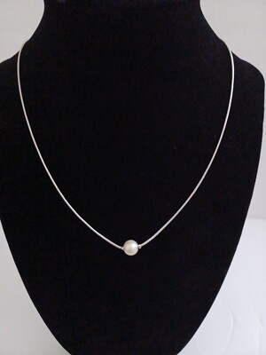 Silver Tone 16" Omega Chain Pearl Slide Bead | eBay