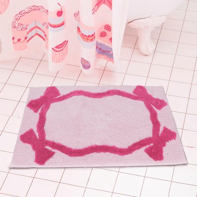 Zeeinx Cute Bow Bath Mat Pink Bathroom Rugs Non Slip Absorbent 20*32 ...