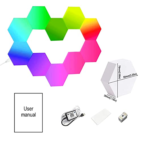 Hexiher Smart Hexagon RGB LED Wall Light Panels APP Control 10 White ...