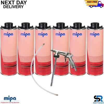 6x MIPA SUPER BLACK OVER PAINTABLE STONE CHIP 1L WITH GUN | eBay UK