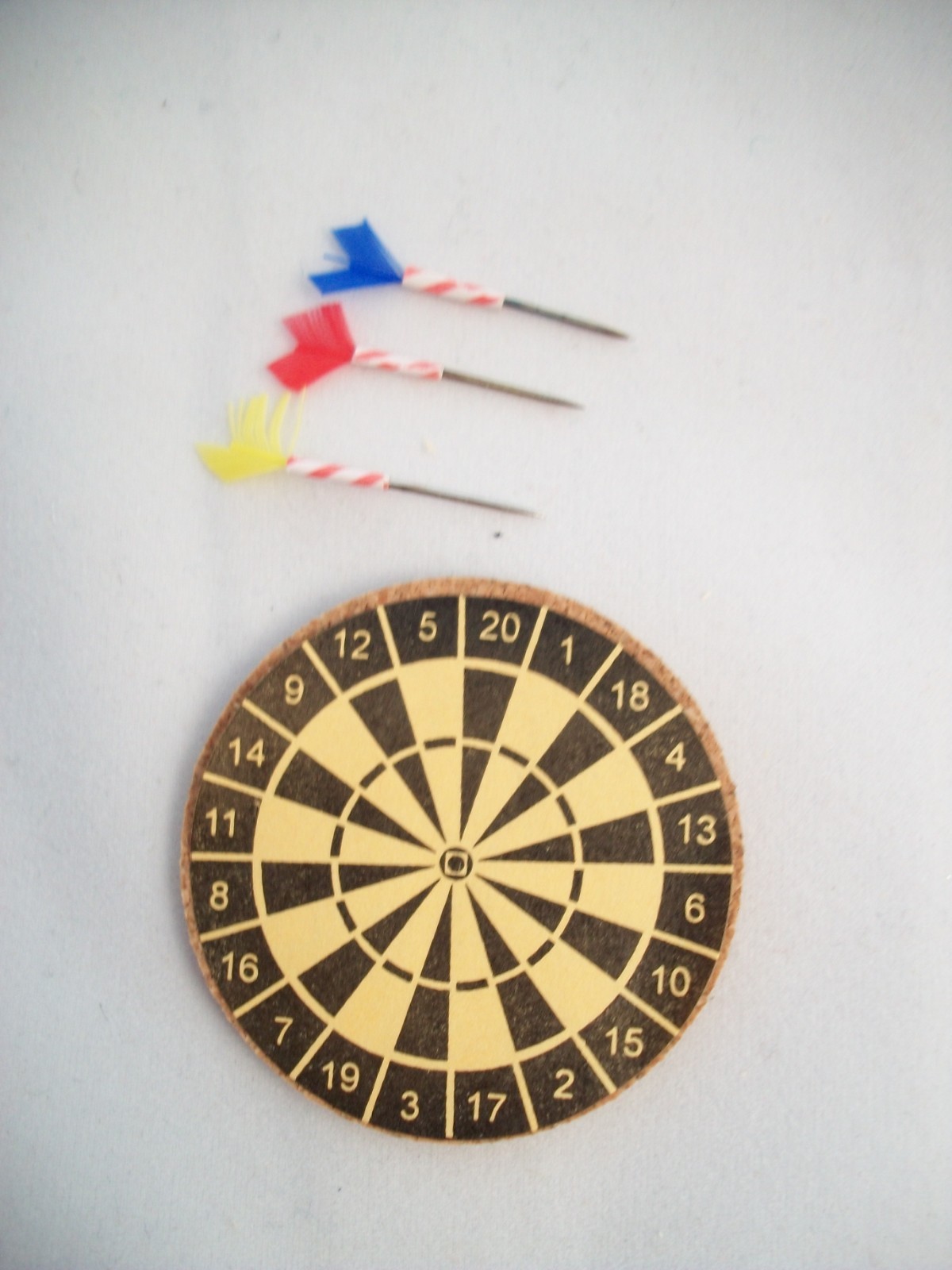 Dart Set IM65230 dollhouse miniature 1/12 scale cork board Metal Darts ...