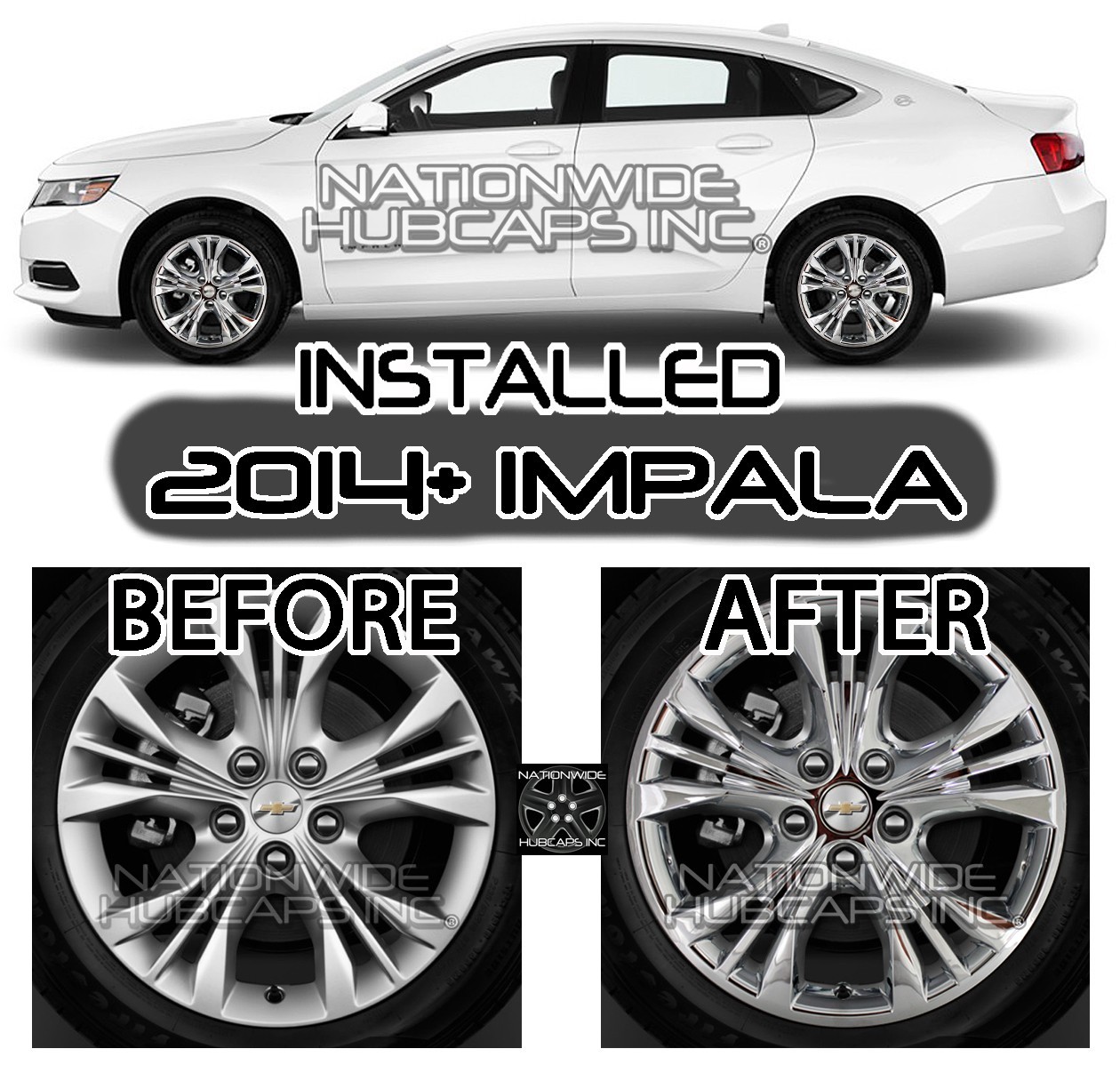 4 fits Chevrolet Impala LT 2014-2020 CHROME 18" Wheel Skins Rim Covers ...