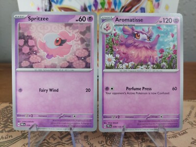 Prismatic Evolutions Pokémon Normal Spritzee & Aromatisse 038 & 039 NM ...