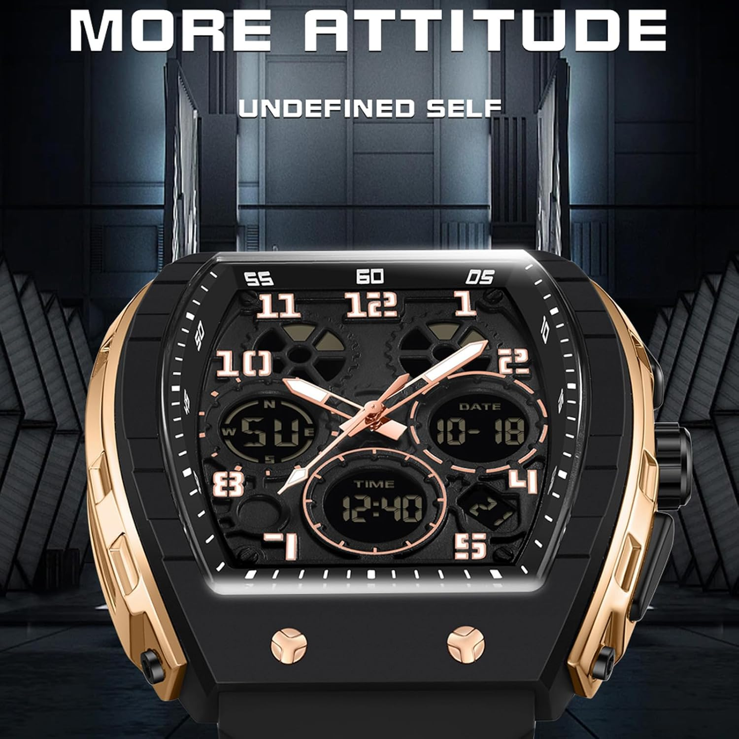 Designer Men's Watch – Rectangle Dial, Digital Analog, Stopwatch ...