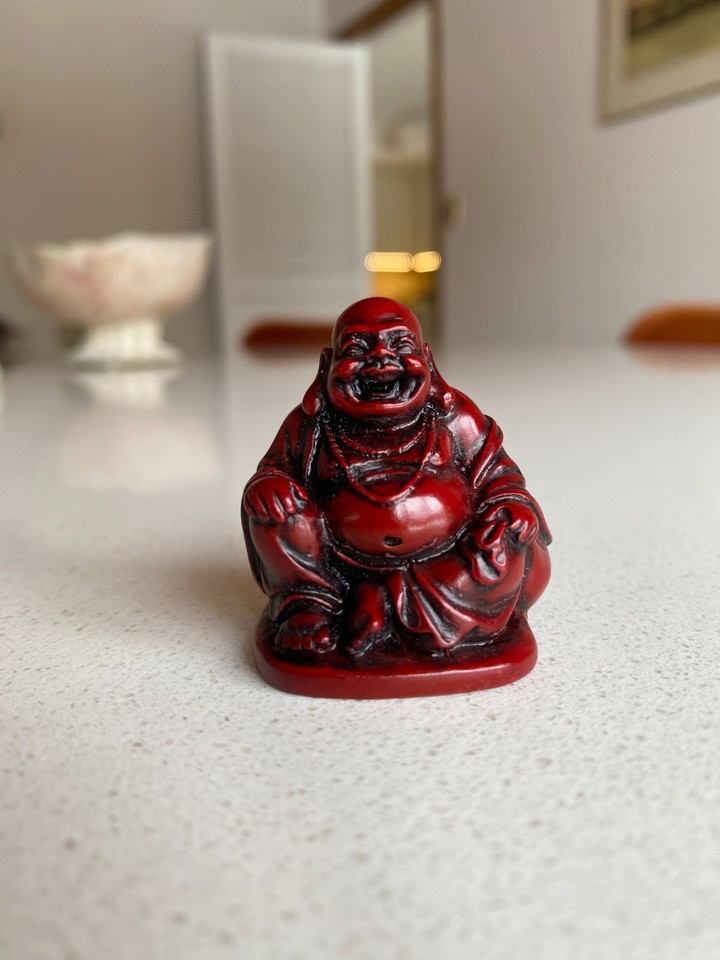 Antique Chinese Carved Red Stone Buddha 1-5/8" Vintage Jasper or ...