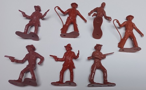 Lot Of 36 Marx 54mm Western Cowboys Lawmen Bandits Steer Red Brown Gray ...