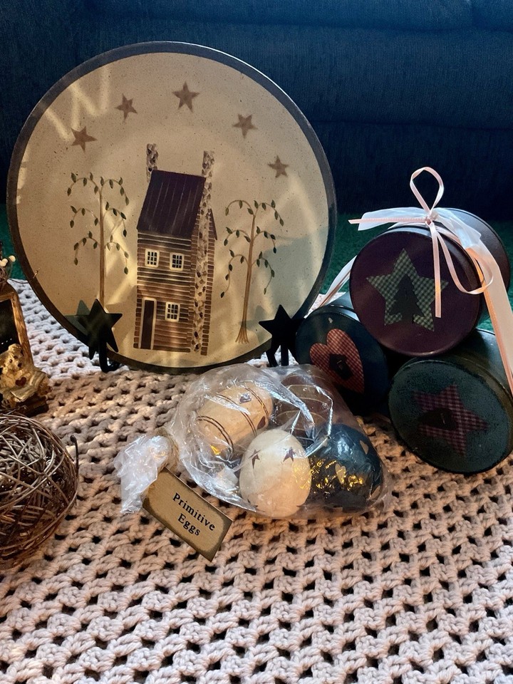 Primitive Home Decor Lot! Blanket not included. Great items! | eBay