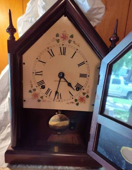 Vintage Seth Thomas 14" Sharon Steeple 8-Day Chime Mantle Clock Working ...