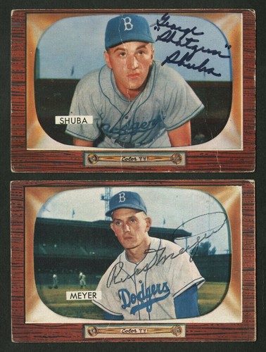 1955 BOWMAN AUTOGRAPHED BROOKLYN DODGERS BASEBALL CARDS GEORGE SHUBA ...