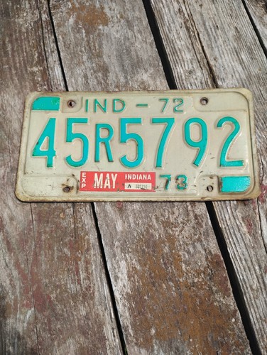 1972/73 Indiana License Plate - "45R5792" MAY sticker | eBay