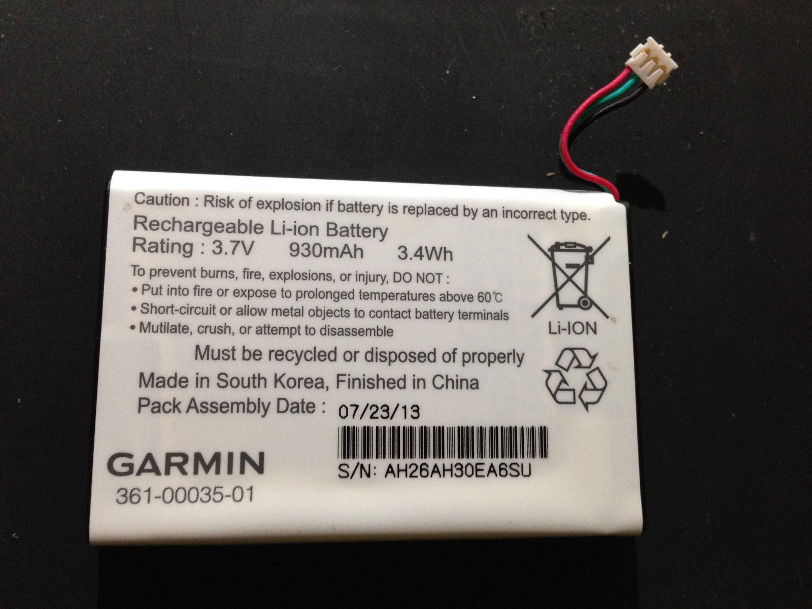 361-00035-01 930 mAh BATTERY FOR GARMIN NUVI 2360 2495 2555 LT LMT GPS ...