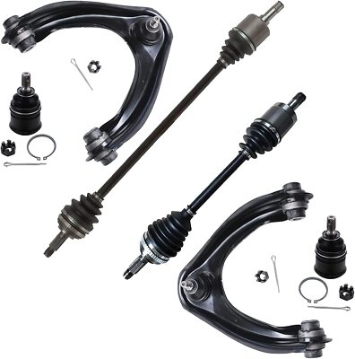 Front CV Axles + Upper Control arms + Lower Ball Joints for 96-00 Honda ...