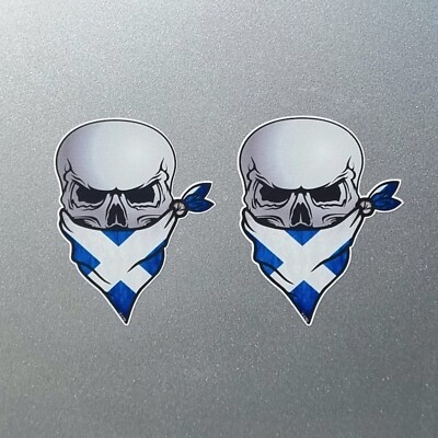 2x Small Bandit Skull With Scotland Scottish Flag Vinyl Sticker Decal ...
