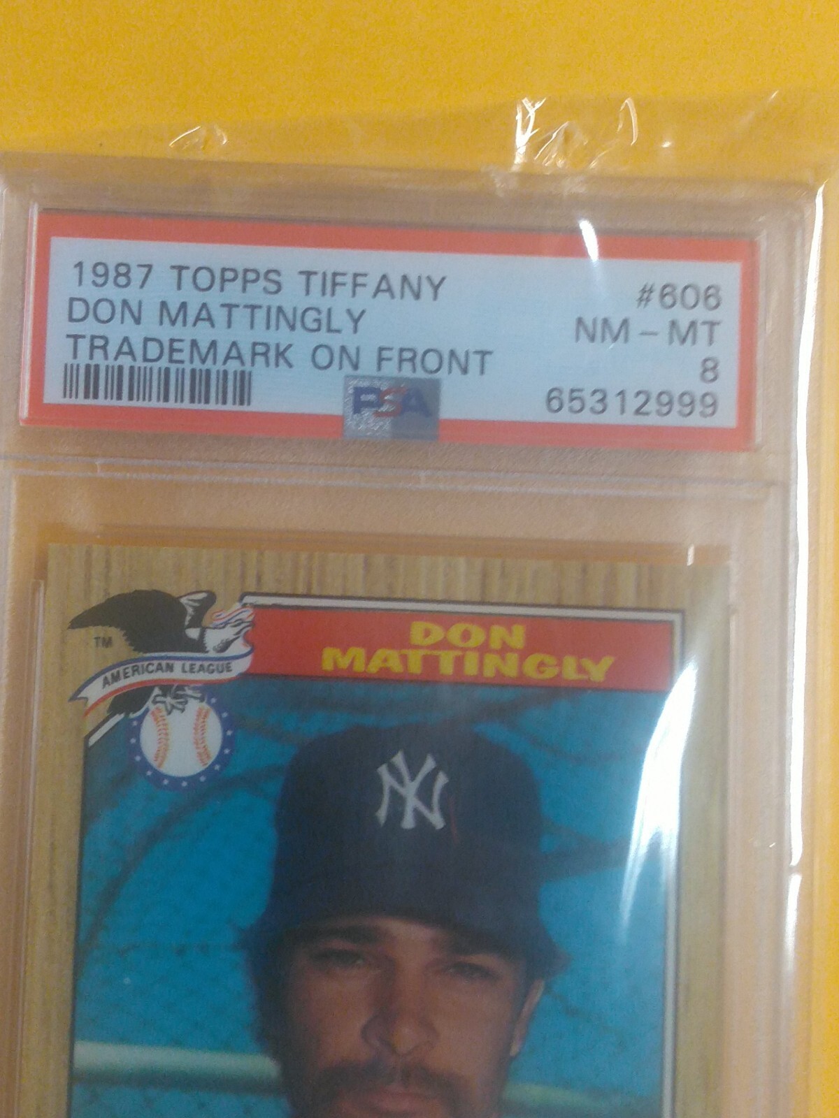 1987 Topps Tiffany Don Mattingly All Star Error Card PSA 8 double ...